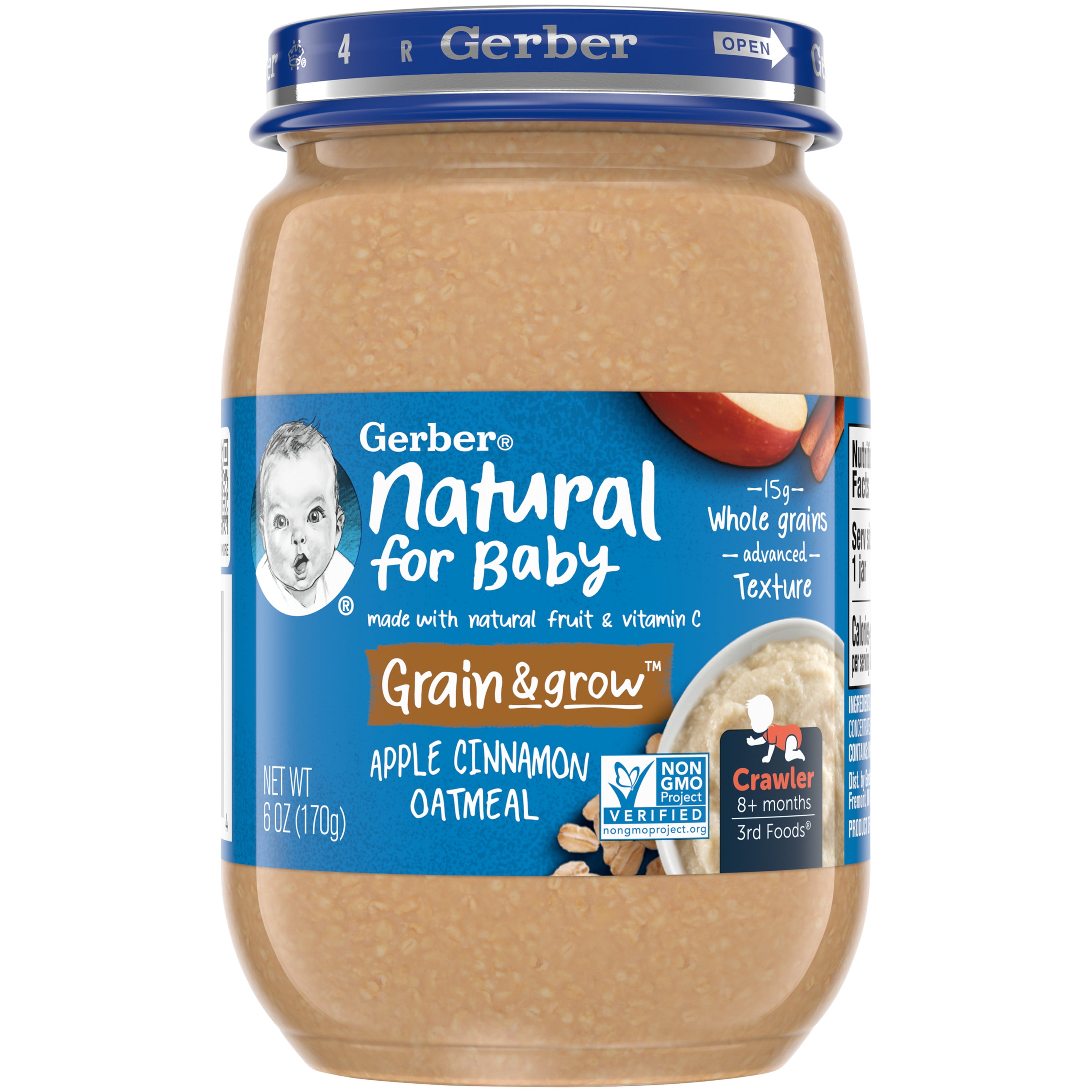 Gerber 3rd Foods Baby Food, Apple Cinnamon Oatmeal, 6 oz Jar - Walmart.com