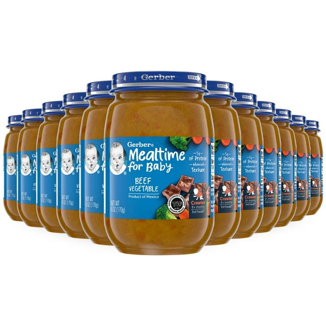 Gerber 3rd Foods Baby Food, Beef Vegetable, 6 oz Jars (12 Pack ...