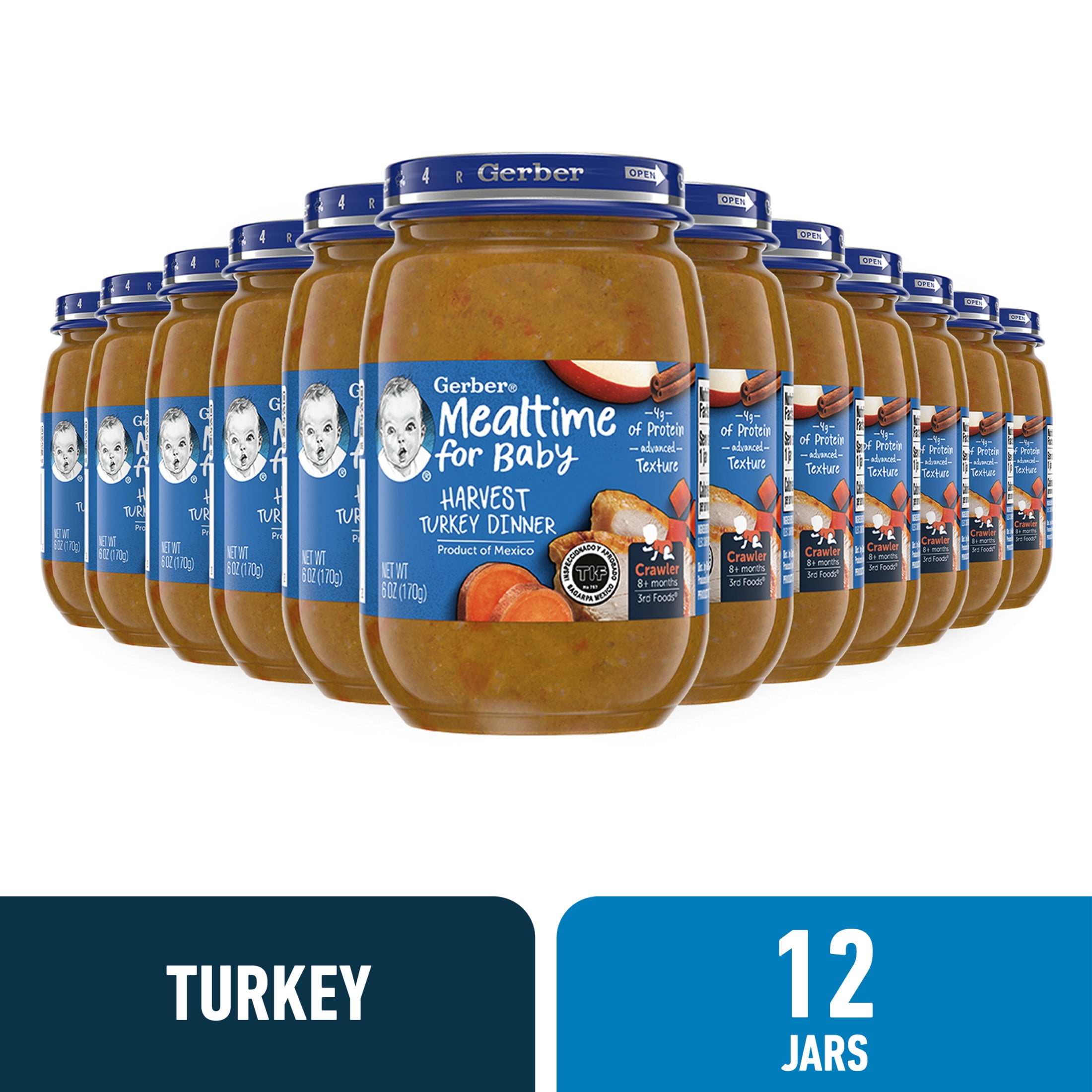 Gerber 3rd Foods Baby Food, Harvest Turkey Dinner, 6 oz Jars (12 Pack ...