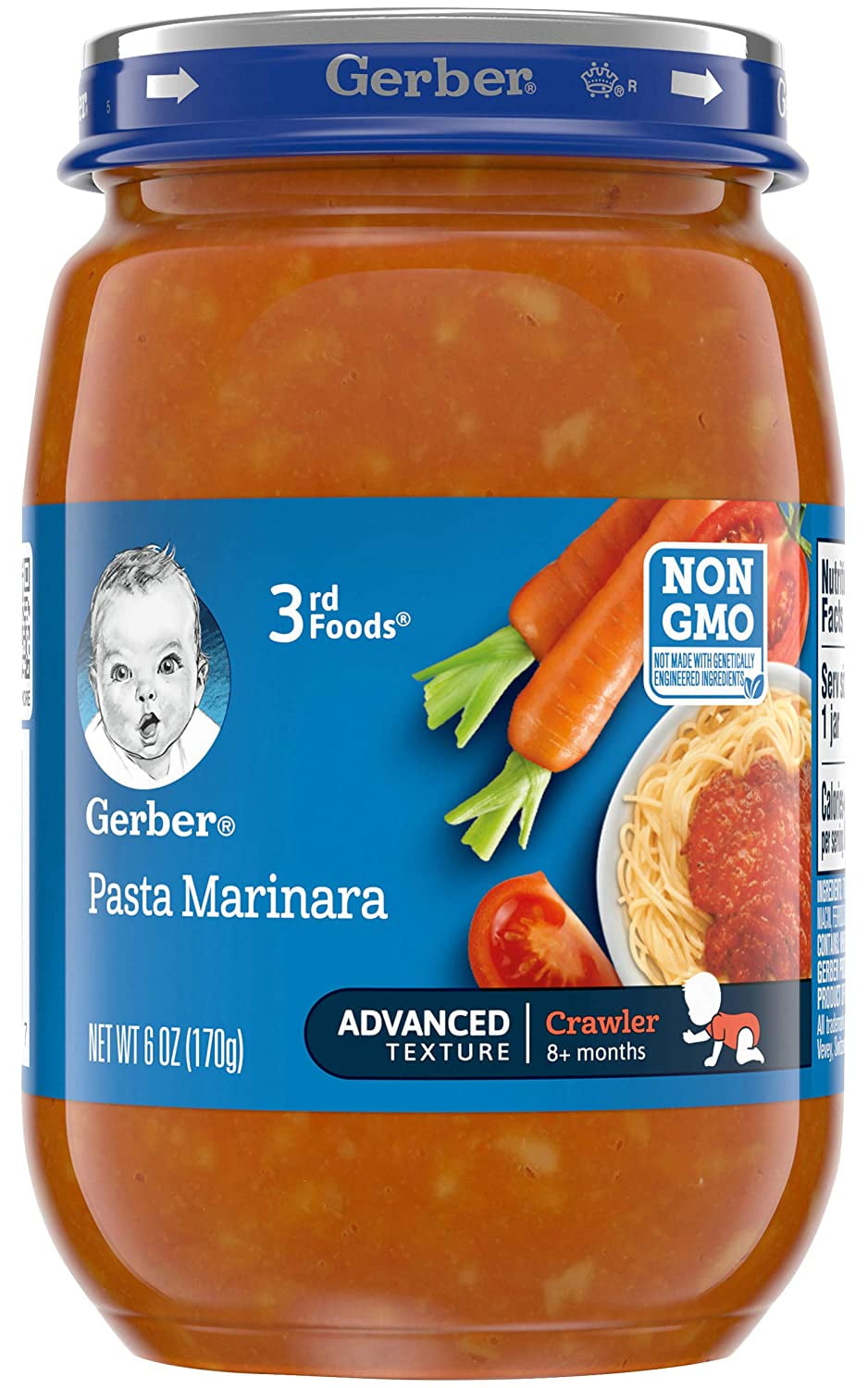 Gerber 3rd Foods Infant Mealtime, Pasta Marinara Baby Food Jars, 6 OZ ...