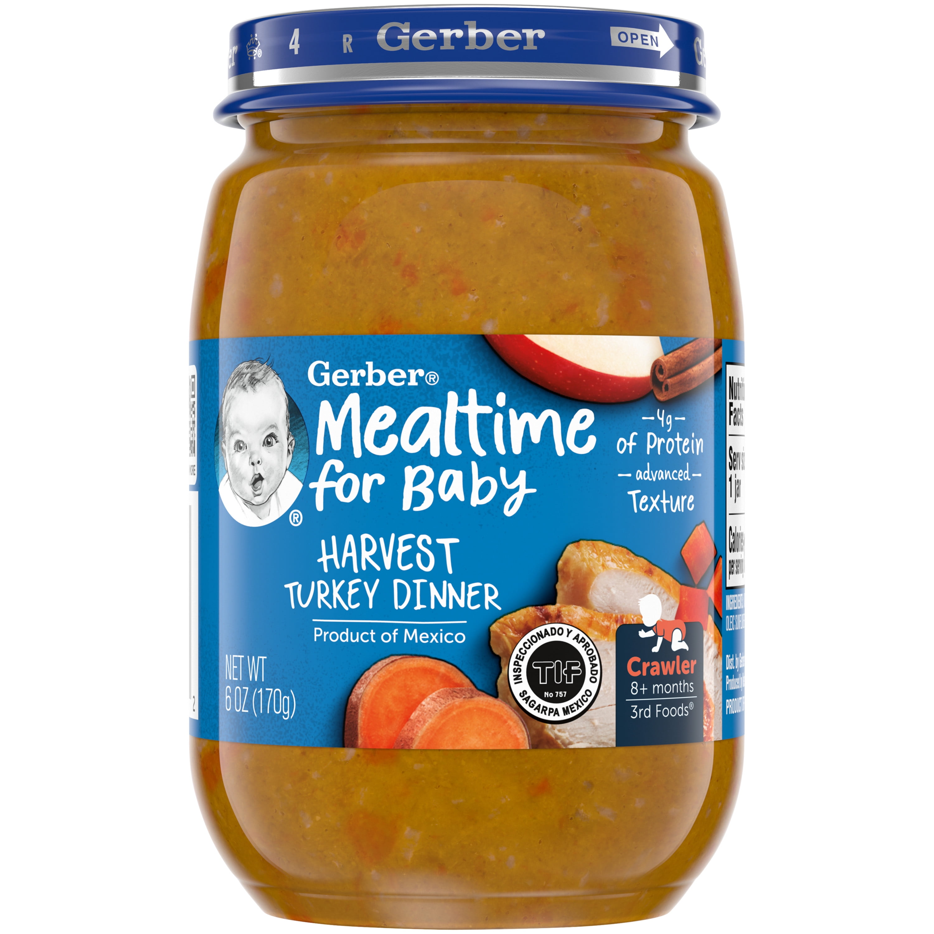 Gerber 3rd Foods Mealtime for Baby Baby Food, Harvest Turkey Dinner, 6 ...