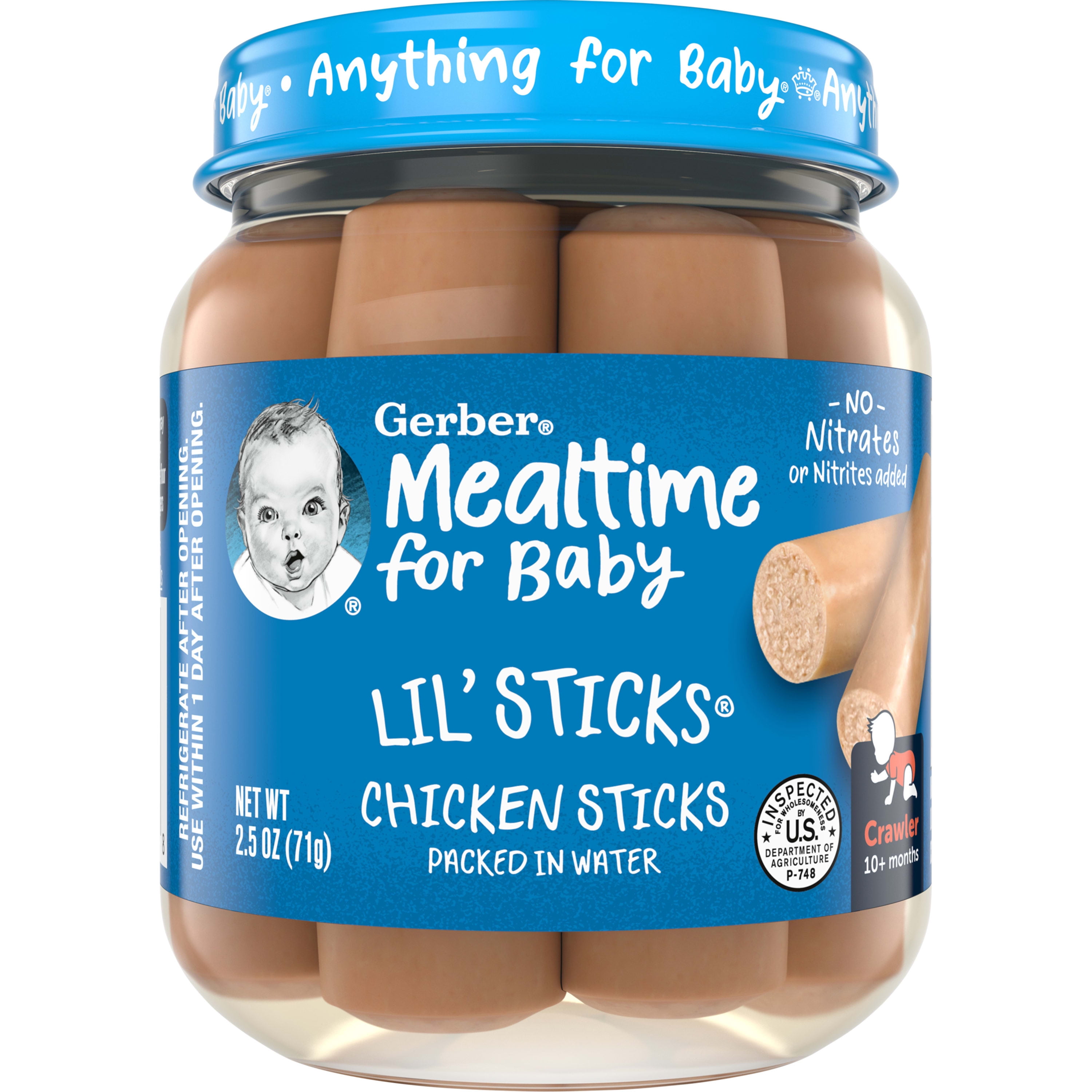 Gerber 3rd Foods Mealtime for Baby Lil' Sticks, Chicken, 2.5 oz Jar ...