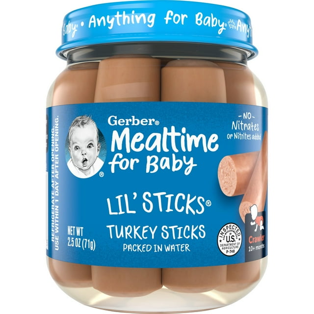Gerber 3rd Foods Mealtime for Baby Lil' Sticks, Turkey, 2.5 oz, Jar ...