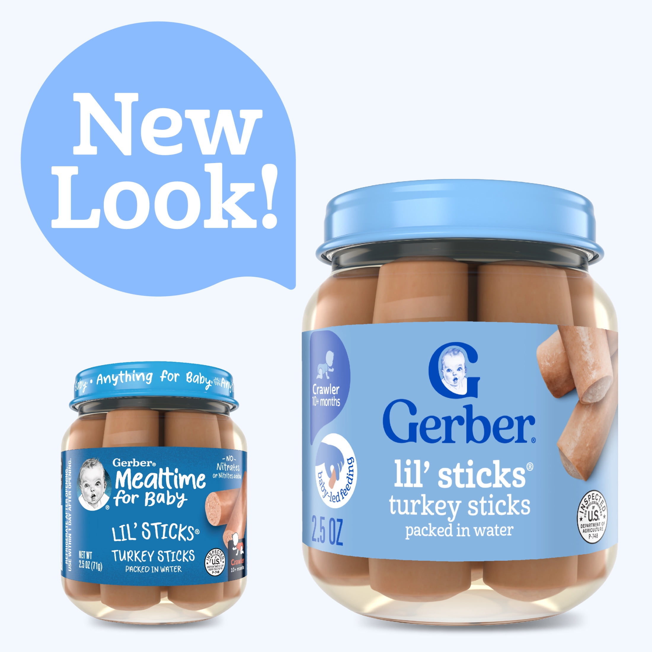 Gerber 3rd Foods Mealtime for Baby Lil' Sticks, Turkey, 2.5 oz, Jar ...