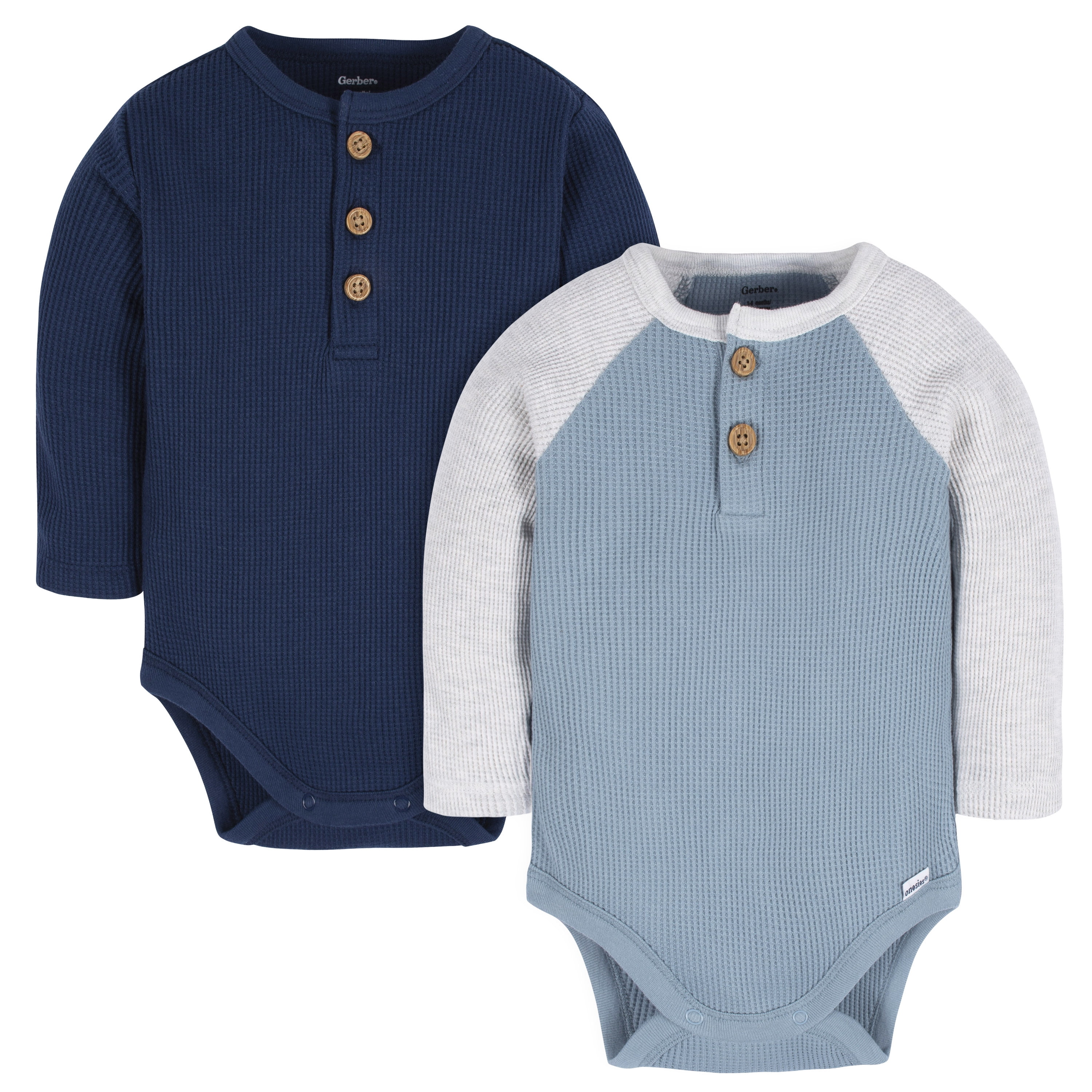 Gerber Baby Boy Long Sleeve Onesies Bodysuits, 2 Pack, Size Newborn ...