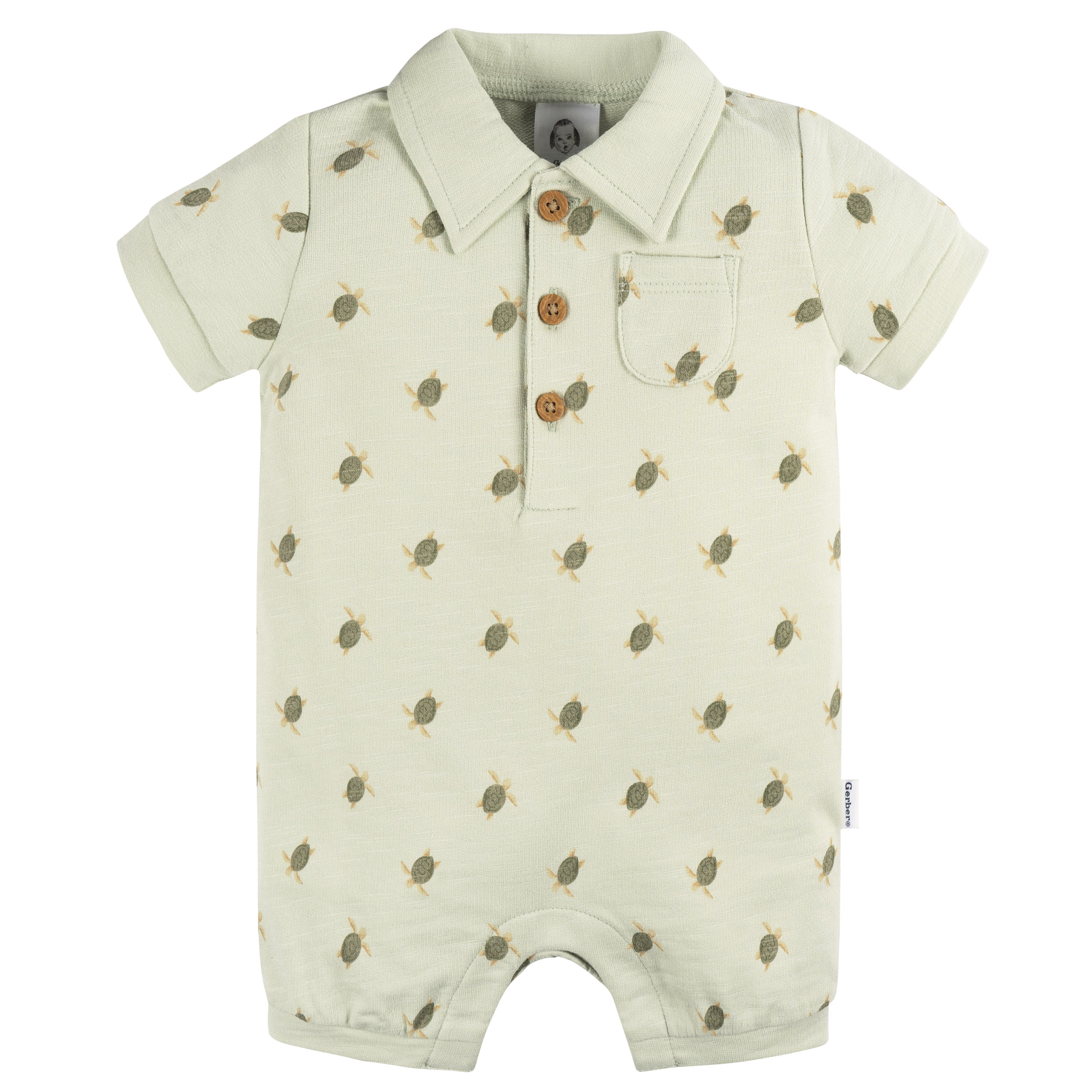 Gerber Baby Boy Short Sleeve Collared Romper, Sizes Newborn - 24 Months ...