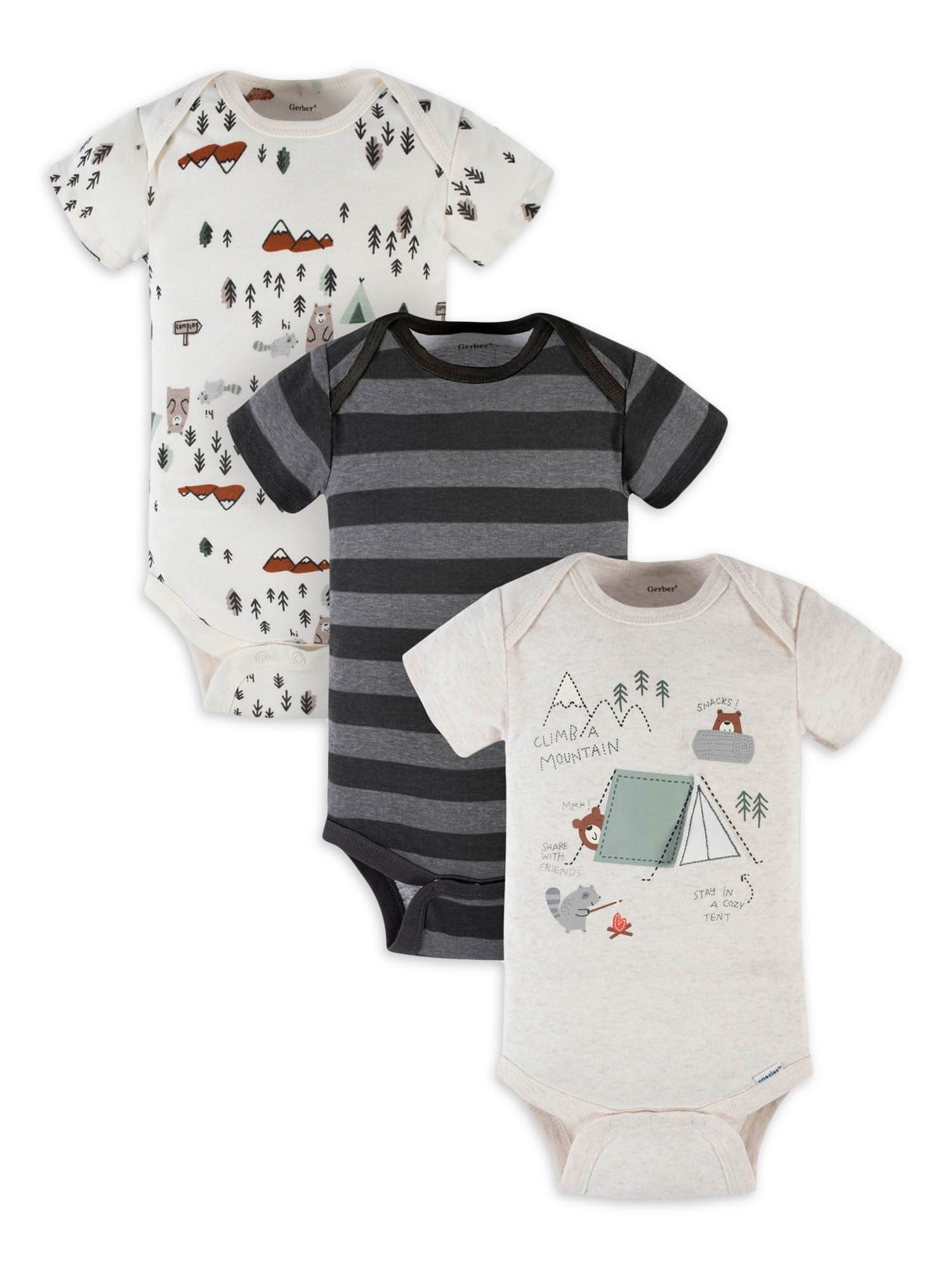 Gerber Baby Boy Short Sleeve Onesies Bodysuits, 3-Pack (Preemie - 12M ...