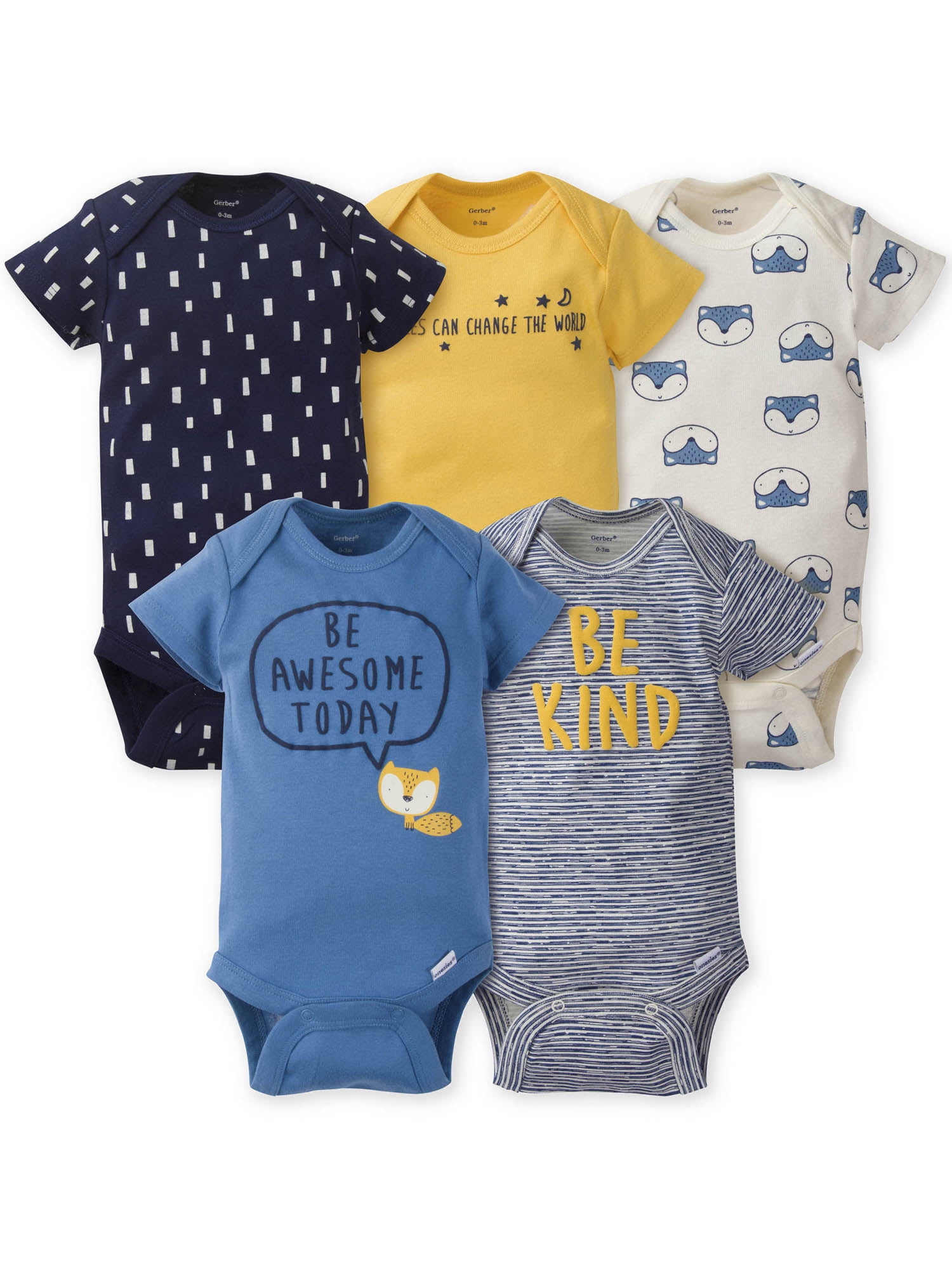 Gerber Baby Boy Short Sleeve Onesies Bodysuits, 5-Pack - Walmart.com