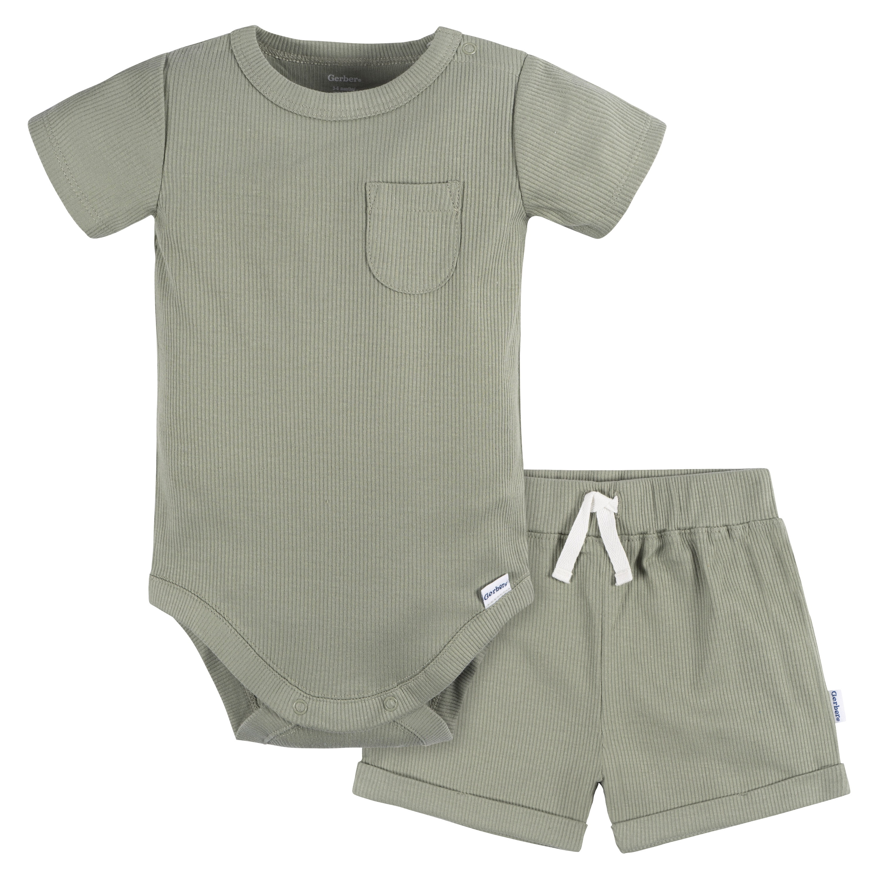 Gerber Baby Boy Top and Short Outfit Set, 2-Piece, Sizes Newborn - 24 ...