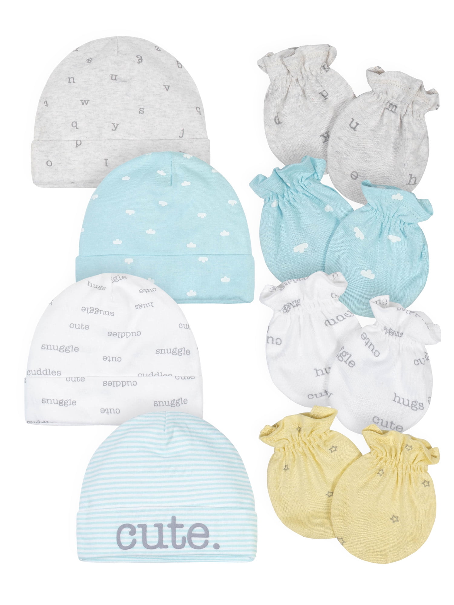 Gerber Baby Boy or Girl Gender Neutral Caps and Mittens Bundle, 8-Piece ...