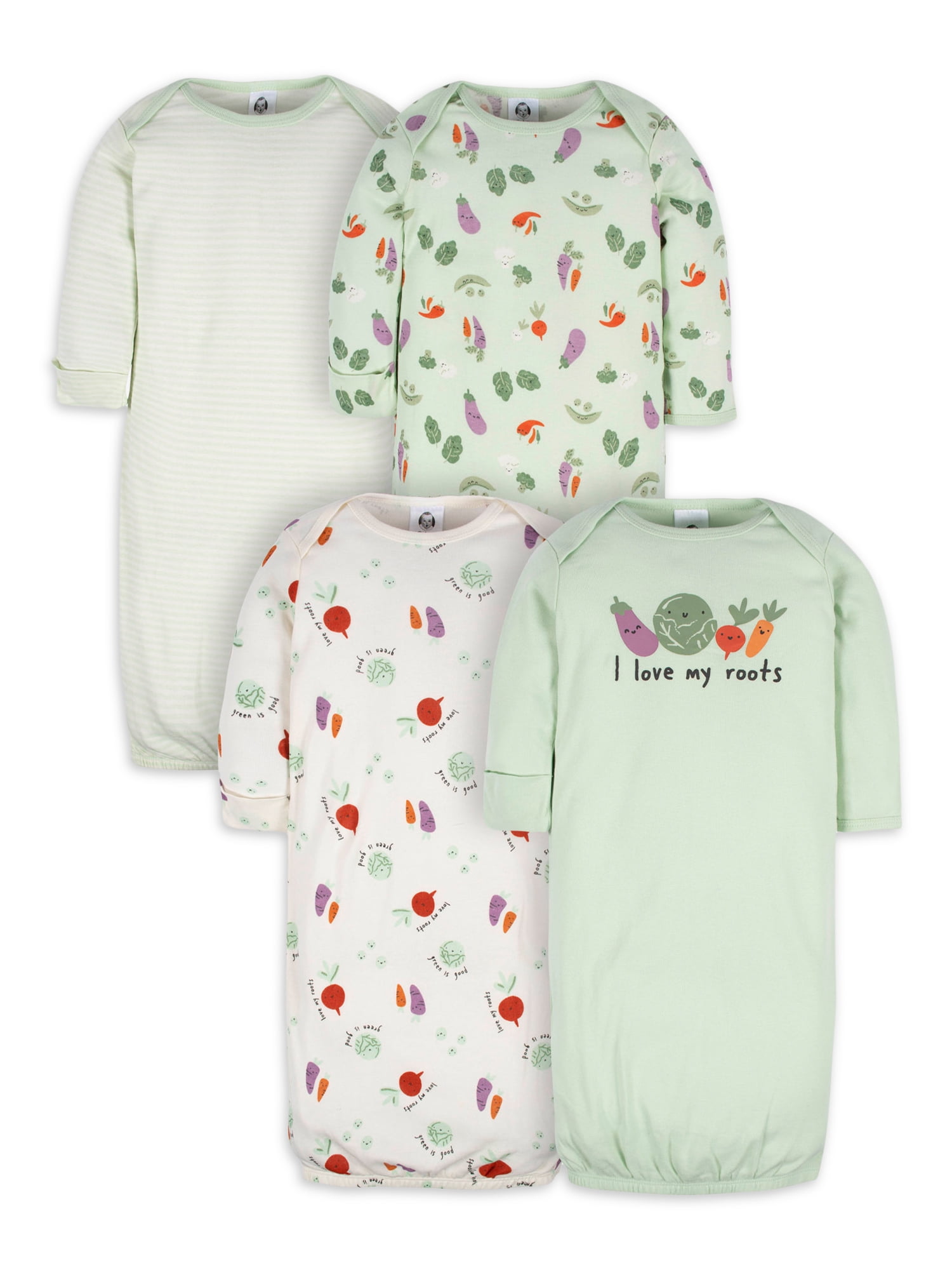 Gerber Baby Boy or Girl Gender Neutral Long Sleeve Gowns, 4-Pack ...