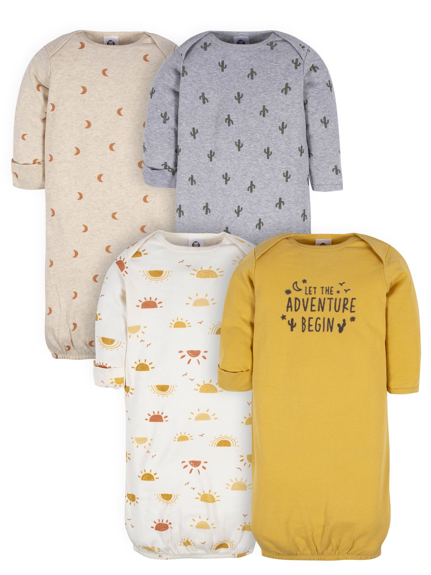 Gerber Newborn Infant Sleeper Gowns, Mitten Cuffs, 4-Pack, Gender ...