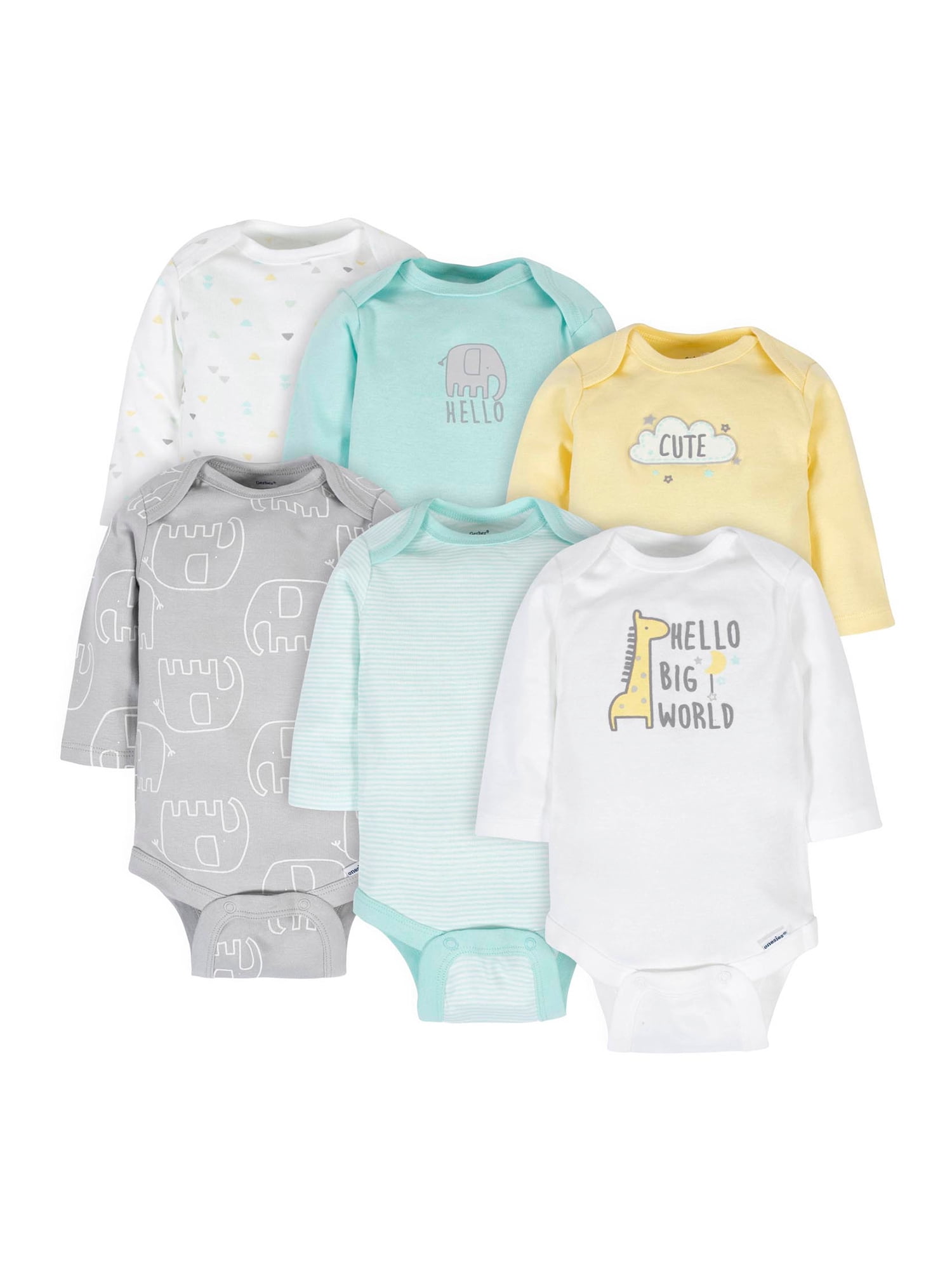 Gerber Baby Boy or Girl Gender Neutral Long Sleeve Onesies Bodysuits, 6 ...