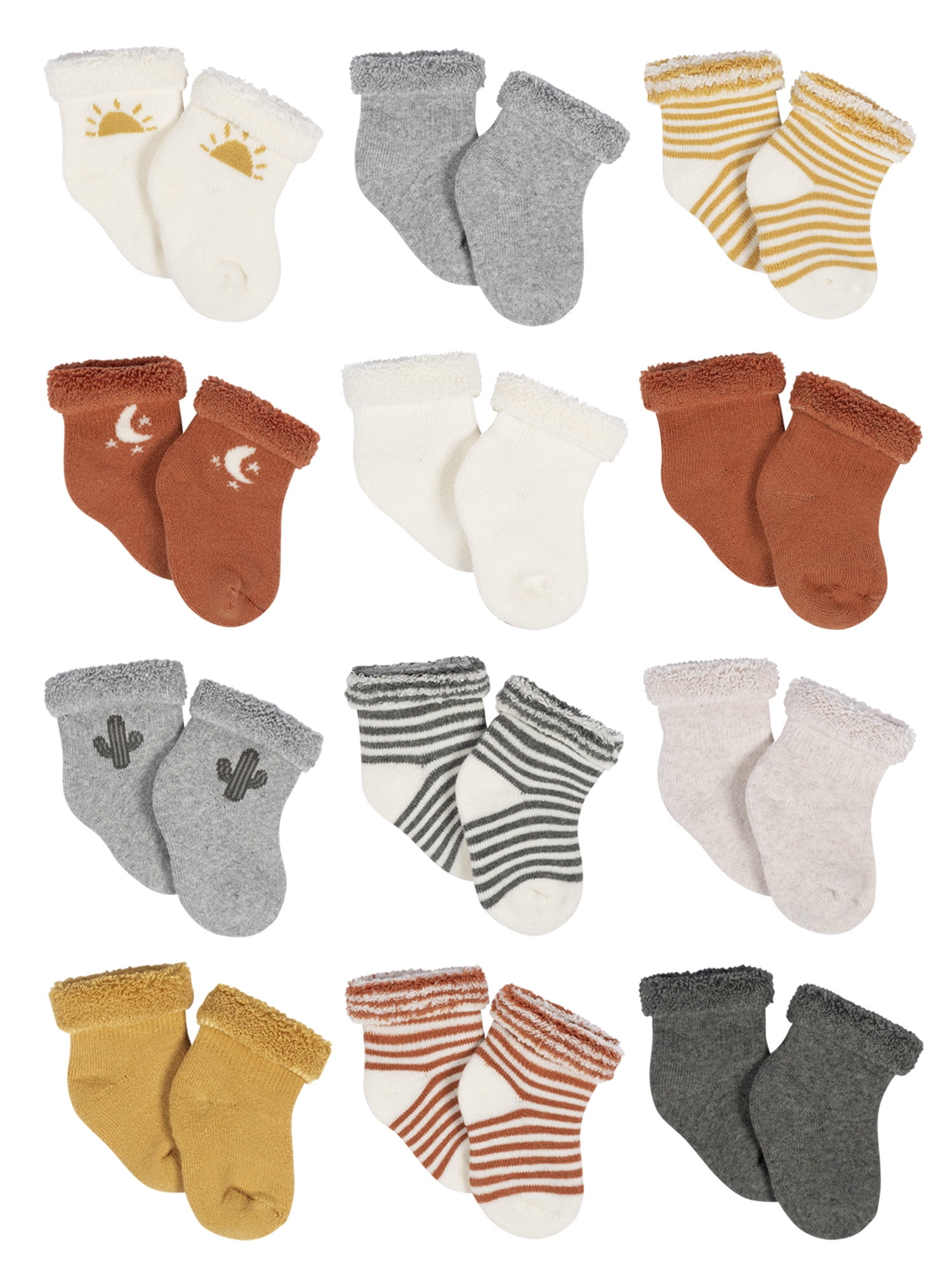 Gerber Baby Boy or Girl Gender Neutral Terry Wiggle-Proof Socks, 12 ...