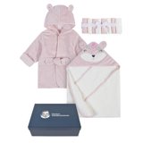 Gerber Baby Unisex Velour Hooded Towel Robe Washcloths Cotton Bath Set ...
