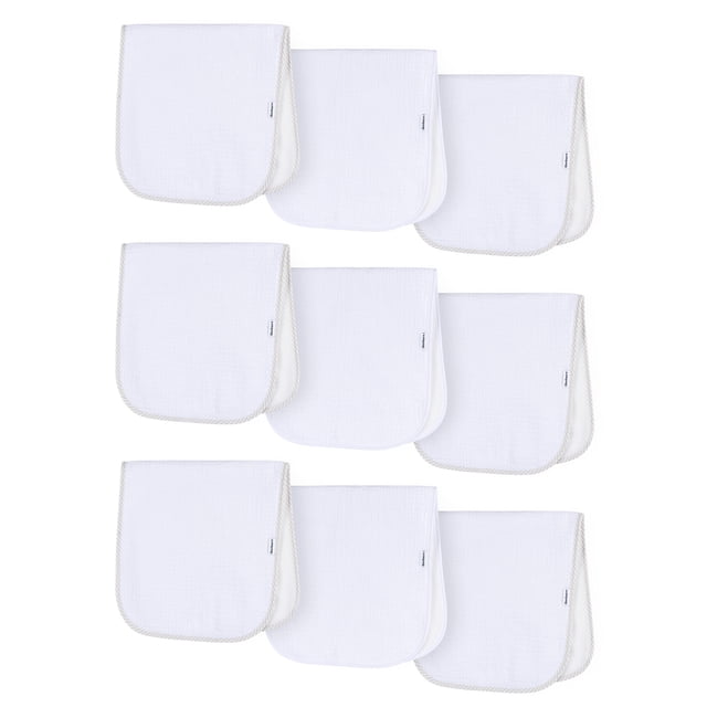 Gerber Baby Boy or Girl Unisex White Burp Cloths, 9-Pack, One Size ...