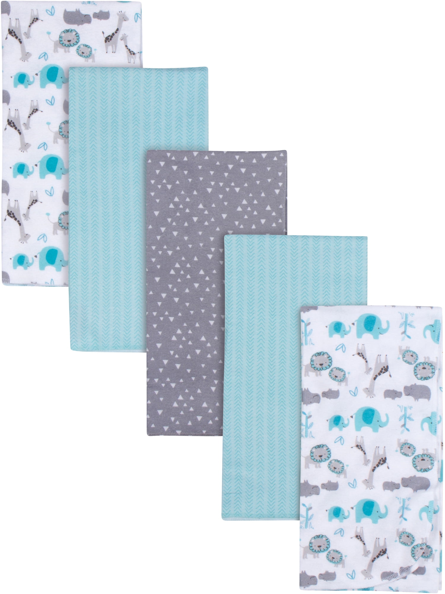 Gerber Baby Boys' Newborn Receiving Set 100% Cotton Flannel Blankets, 5 ...