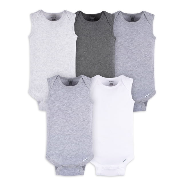 Gerber Baby Boys or Girls Casual Sleeveless Bodysuits, 5-Pack, Sizes 0/ ...