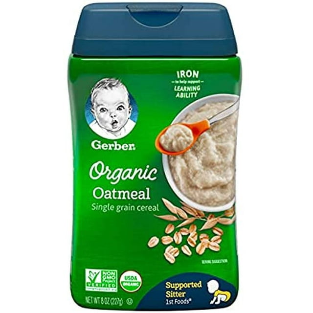 Gerber Organic Baby Cereal, Single Grain Oatmeal, 1st Foods, 8 OZ, 6 ...
