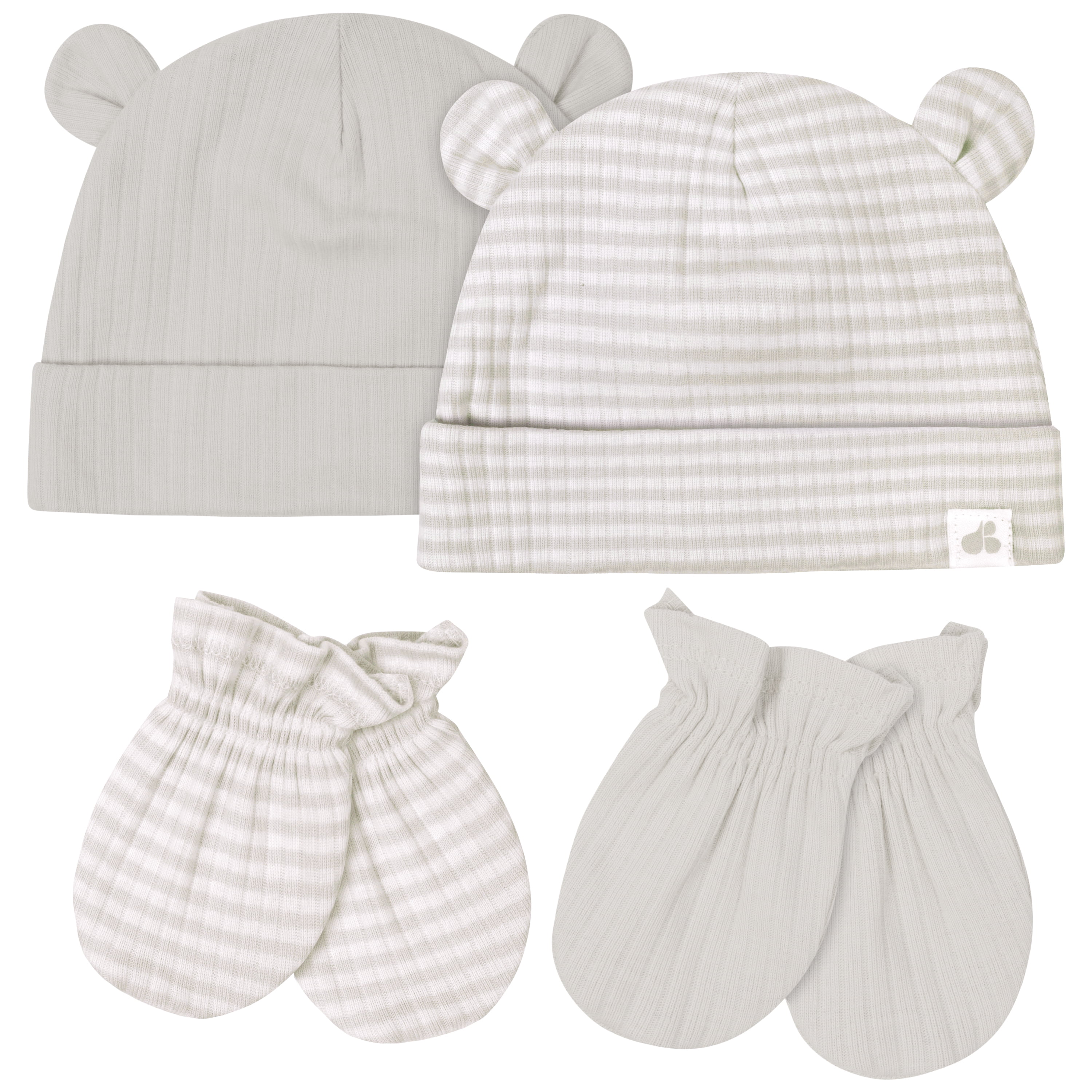 Gerber Baby Gender Neutral Cap and Mitten Set, 4 Piece - Walmart.com
