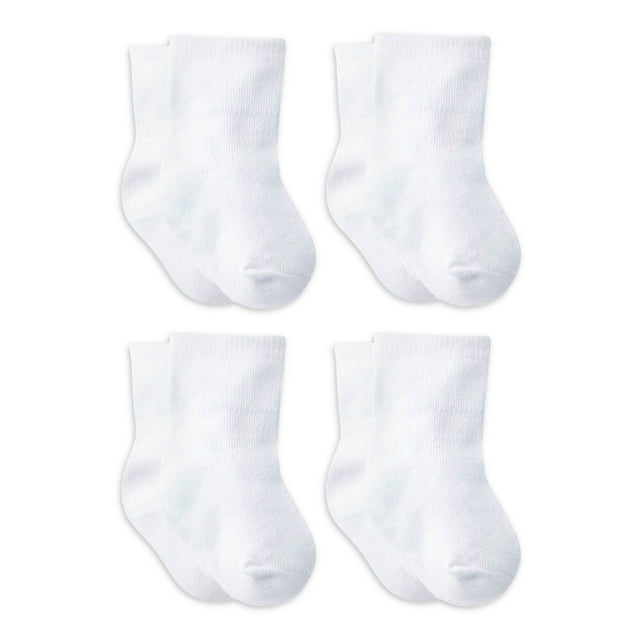 Gerber Baby Gender Neutral White Wiggle-Proof Jersey Socks, 4-Pack ...