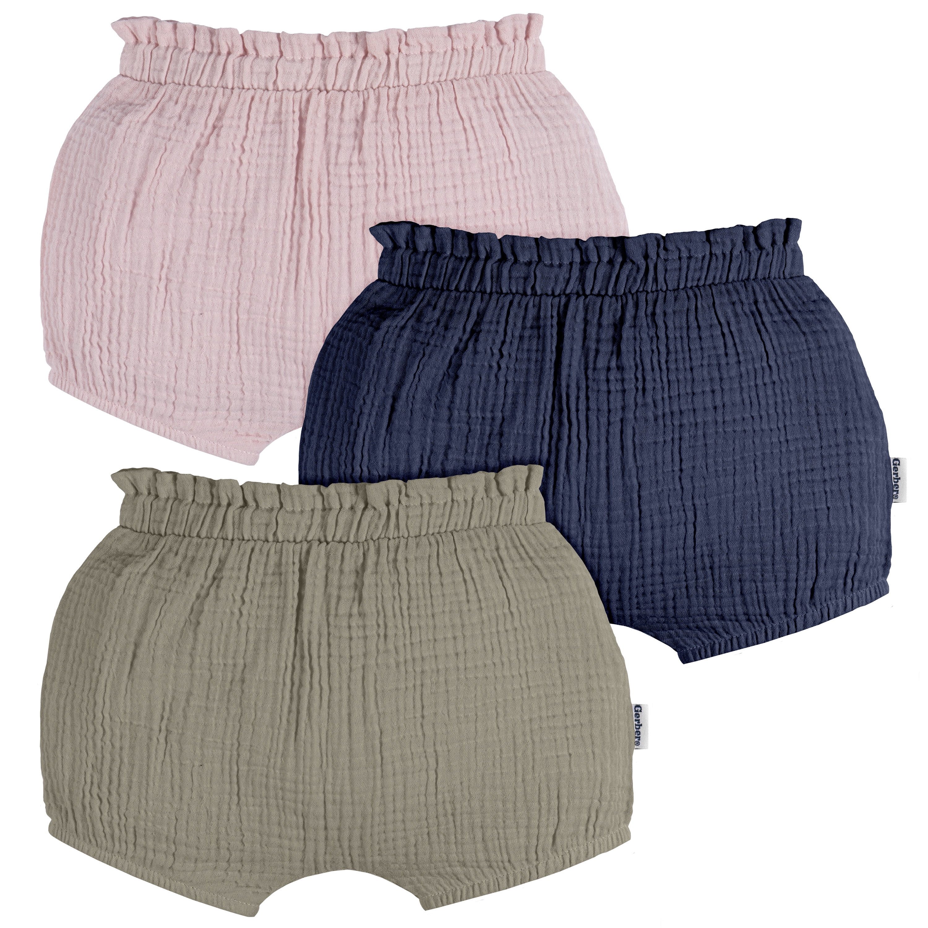 Gerber Baby Girl Bubble Shorts, 3-Pack, Sizes 0/3 Months - 24 Months - Walmart.com