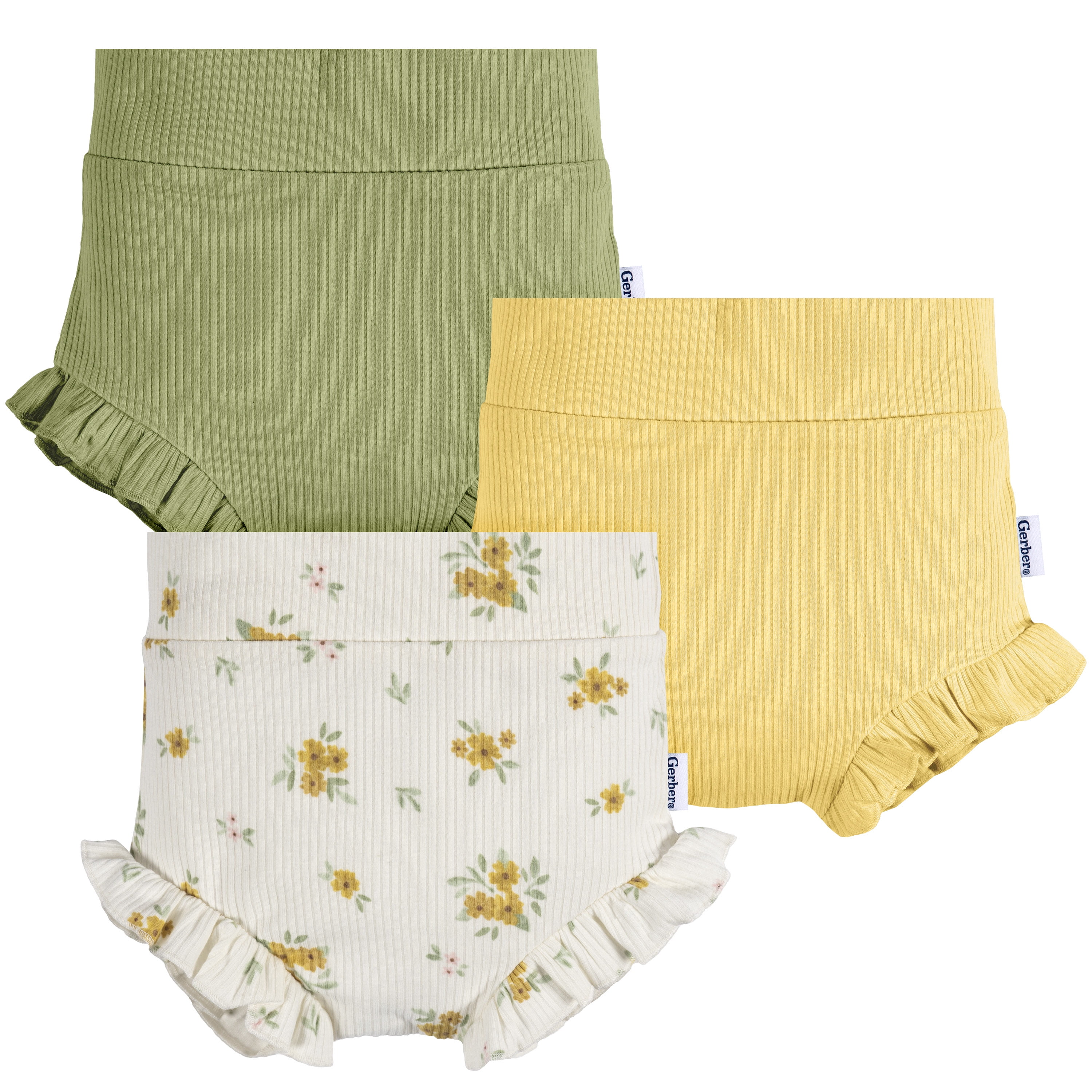 Gerber Baby Girl Bubble Shorts with Ruffle, 3-Pack, Sizes 0/3 Months ...