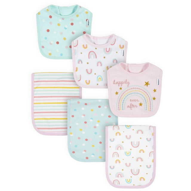 Gerber Baby Girl Cotton Feeding Bib, 6 Pack - Walmart.com