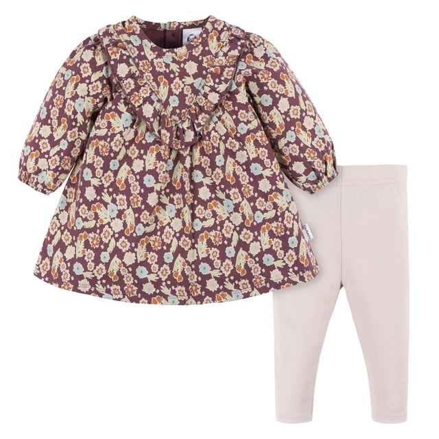 Gerber Baby Girl Dress and Legging Outfit Set, 2-Piece, Sizes 0/3 ...