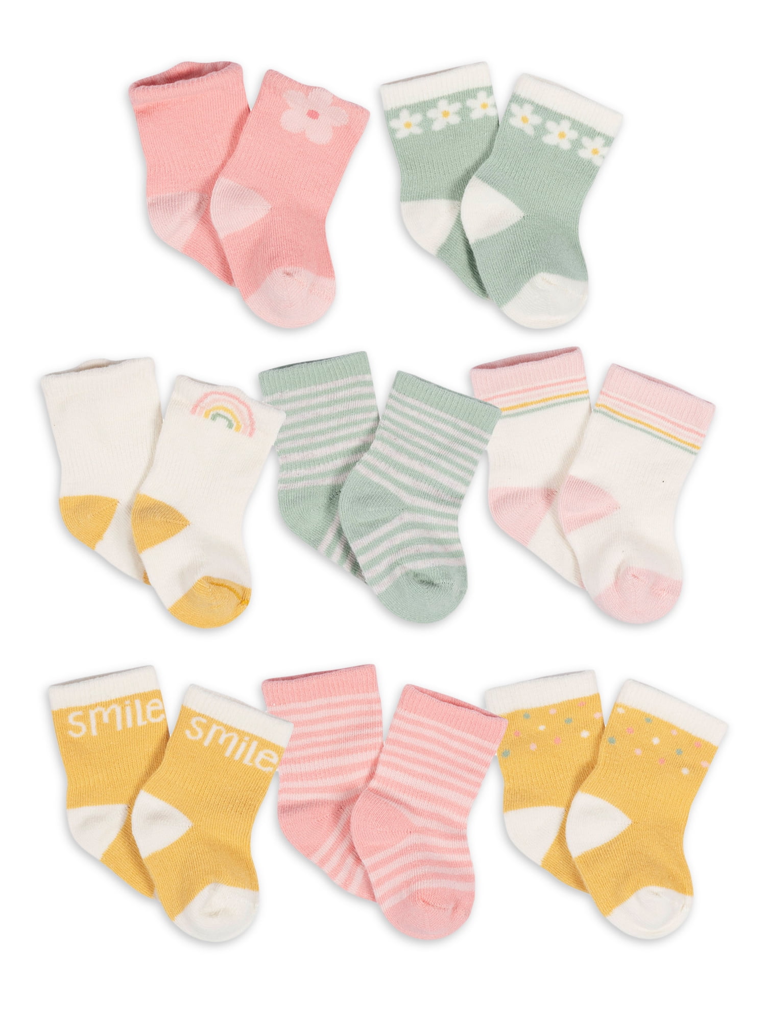 Gerber Baby Girl Jersey Crew Wiggle-Proof Socks, 8-Pack (0-3 Months - 6 ...
