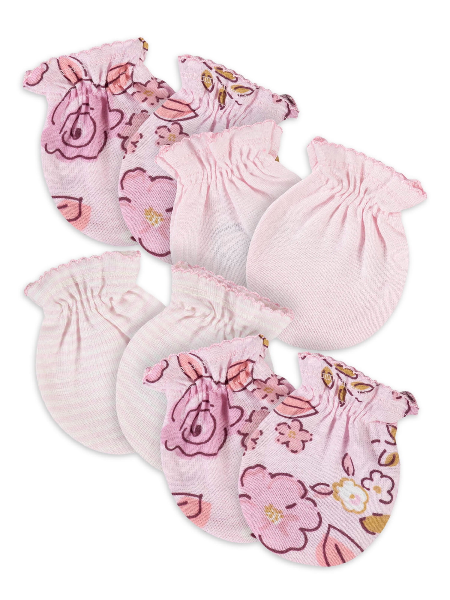 Gerber Baby Girl No Scratch Mittens, 4-Pack (0-3M) - Walmart.com