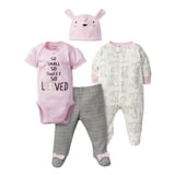 Gerber Baby Girl Onesies Bodysuit, Sleep N Play, Pants & Cap Set, 4 ...