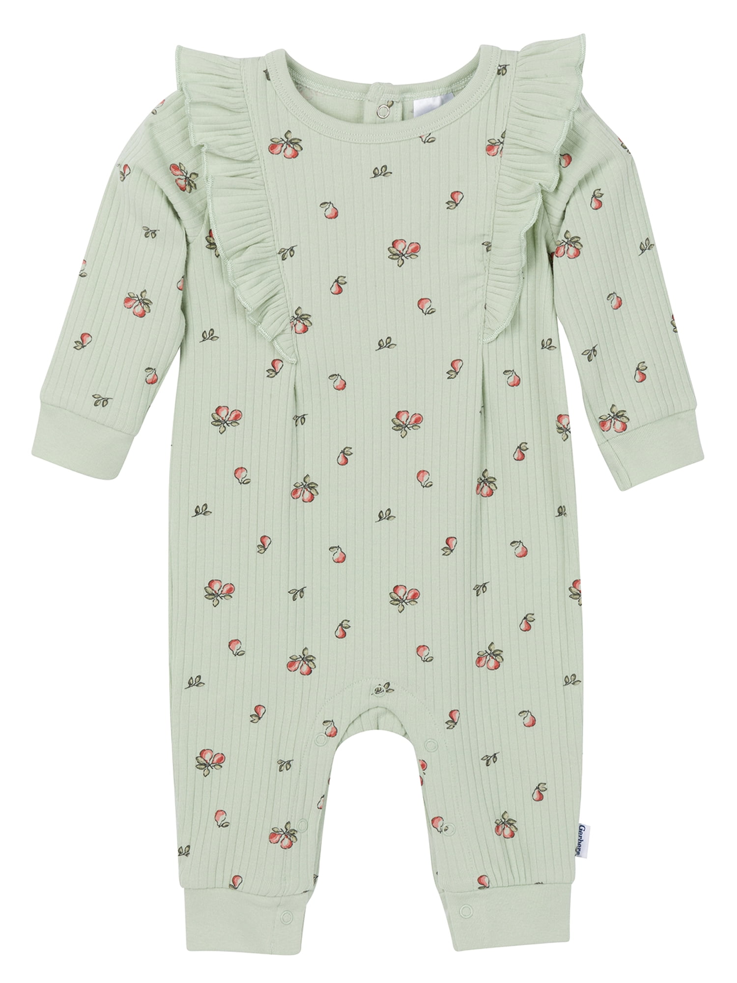 Gerber Baby Girl Long Sleeve Romper with Ruffles, Sizes Newborn - 24 ...
