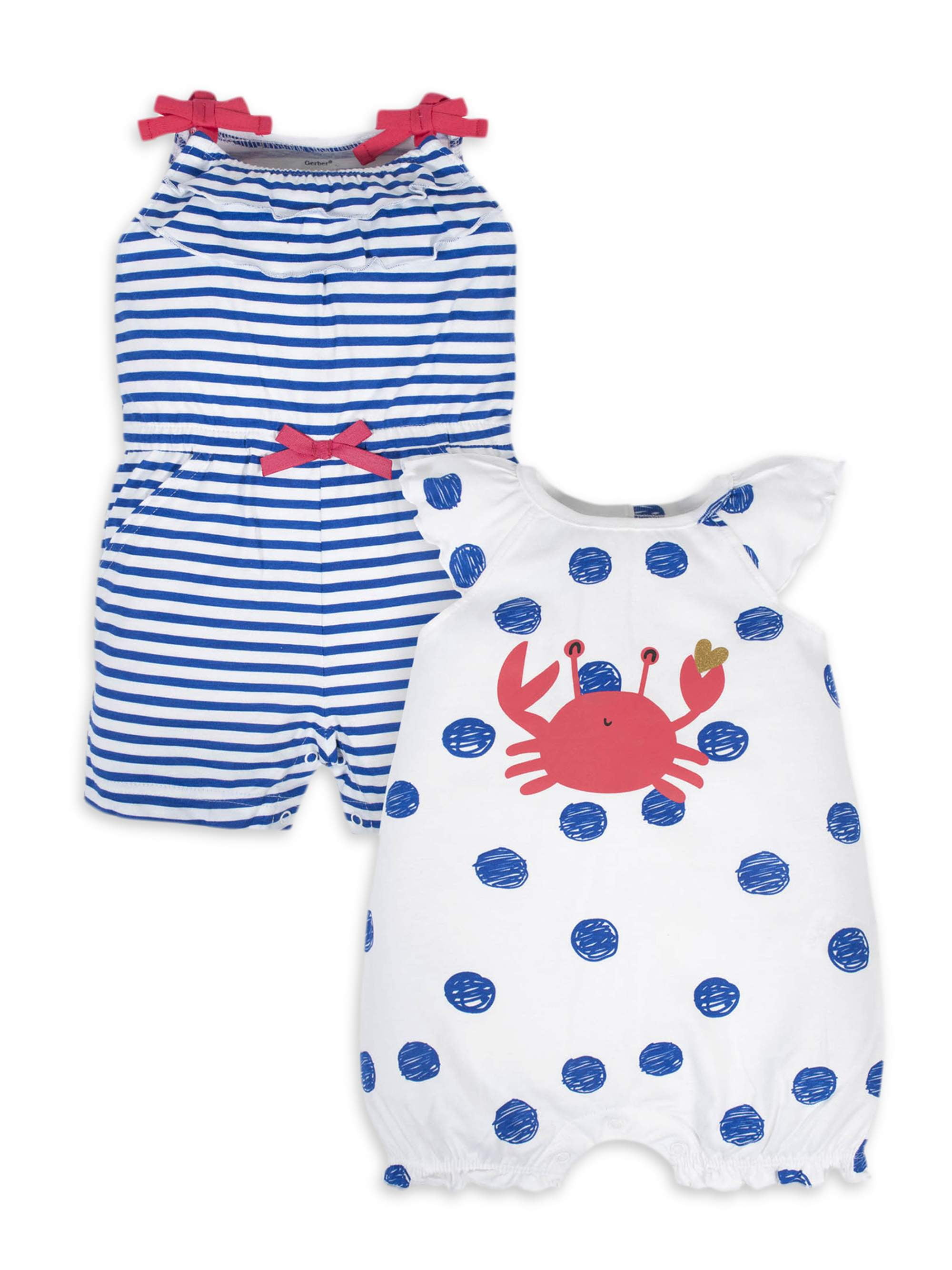 Gerber Baby Girl Rompers, 2-Pack, (Newborn - 24 Months) - Walmart.com
