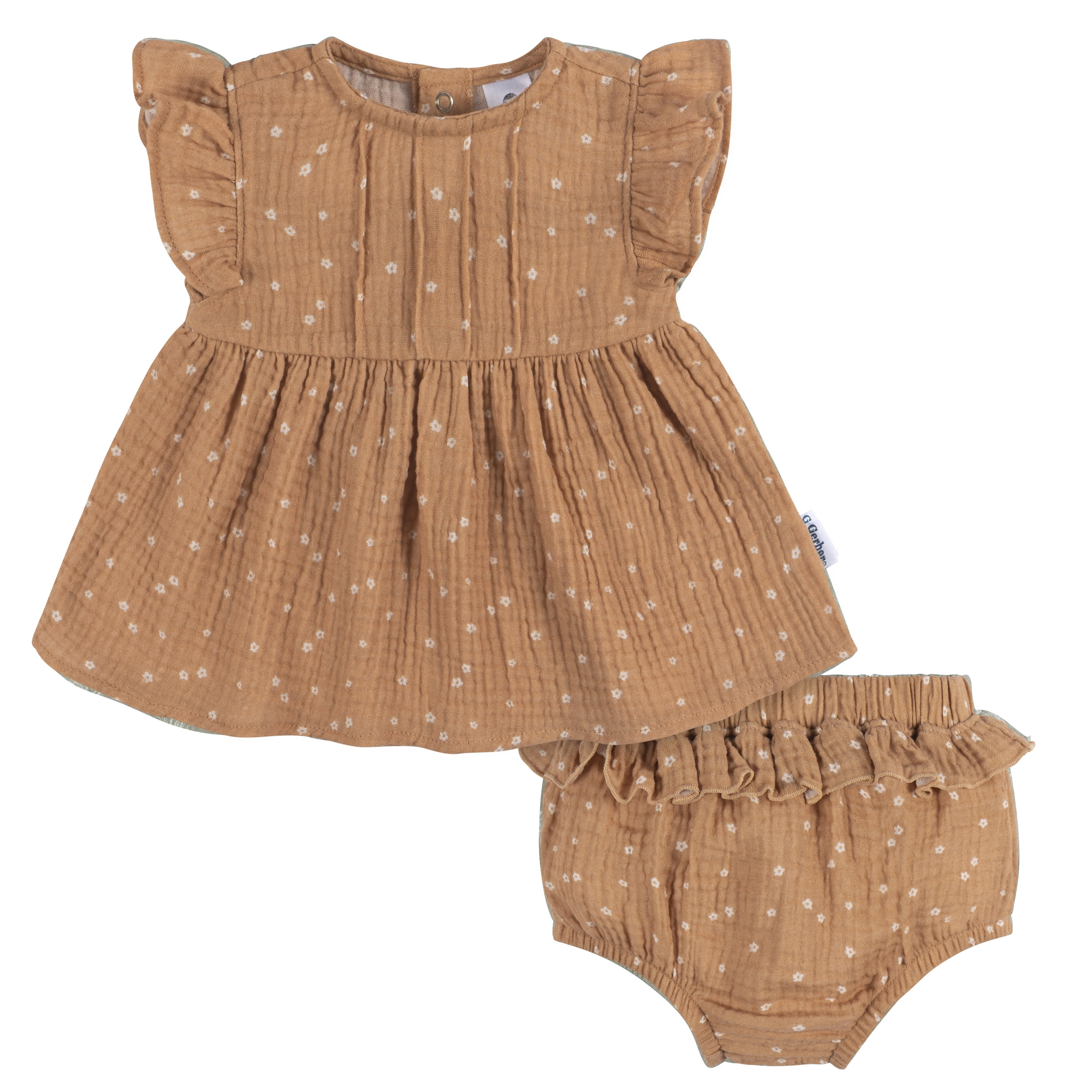 Gerber Baby Girl Ruffle Dress and Diaper Cover Set, 2-Piece, Sizes ...