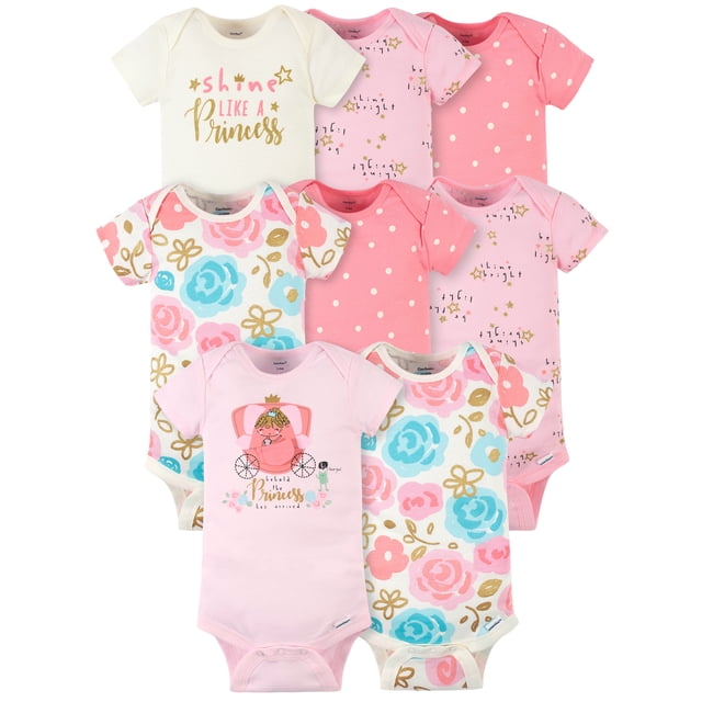 Gerber Baby Girl Short Sleeves Onesies Bodysuits, 8-Pack - Walmart.com