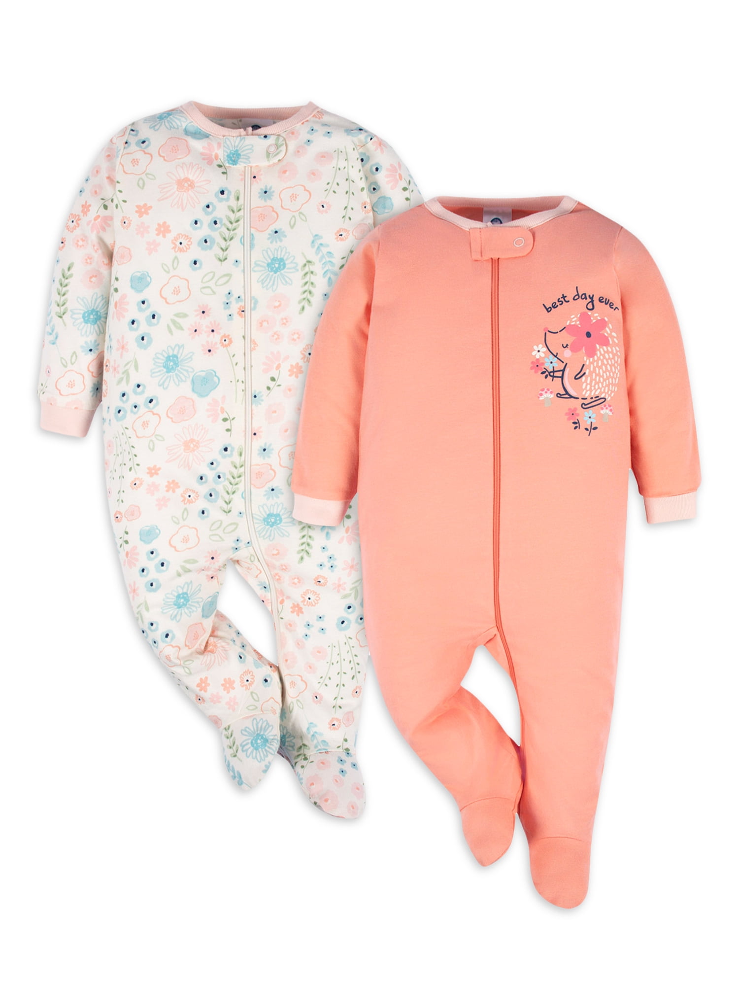 Gerber Baby Girl Sleep N Play, 2-Pack, Sizes Newborn - 3/6 Months ...