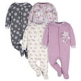 Gerber Baby Girl Sleep 'n Play Footed Pajamas, 4-Pack - Walmart ...
