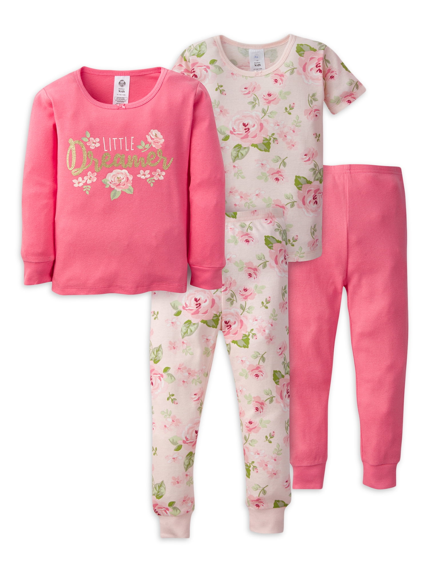 Gerber Baby & Toddler Girls Snug Fit Cotton Pajamas, 4-Piece - Walmart.com