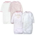 Gerber Newborn Baby Girls' Sleeper Gowns with Mitten Cuffs, 4-Pack ...