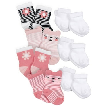 Gerber Gender Neutral White Terry Bootie Wiggle-Proof Socks, 12-Pack ...