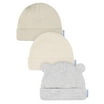 Gerber Baby Boy or Girl Unisex White Beanie Cotton Caps, 3-Pack, Sizes ...