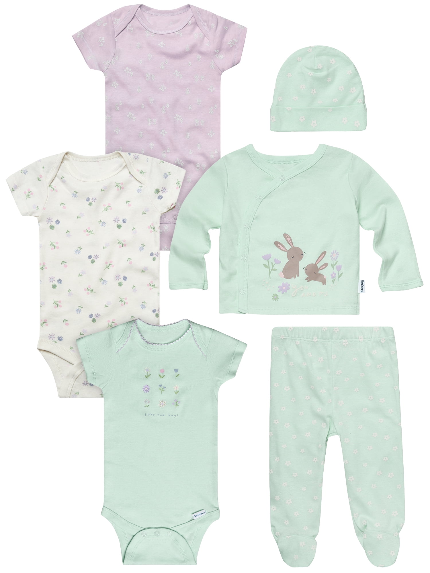 Gerber Baby Neutral 6-Piece Gift Set, Sizes Newborn - 3/6 Months ...