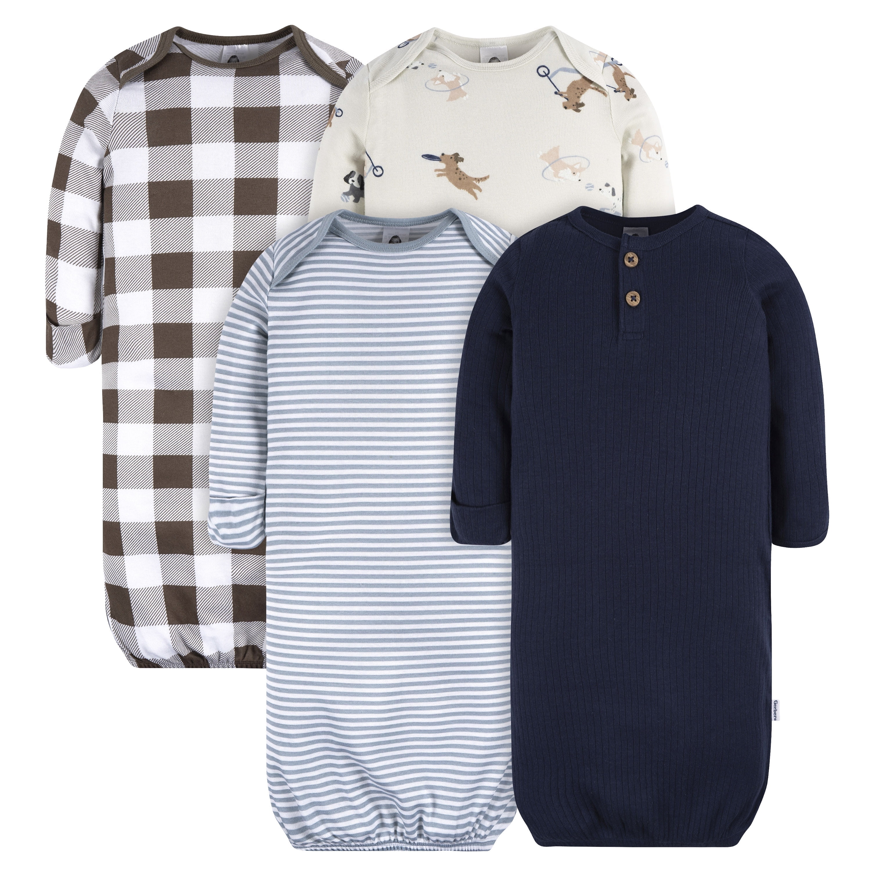 Gerber Baby Neutral Lap Shoulder Gowns, 4-Pack, Preemie-0/6 Months ...