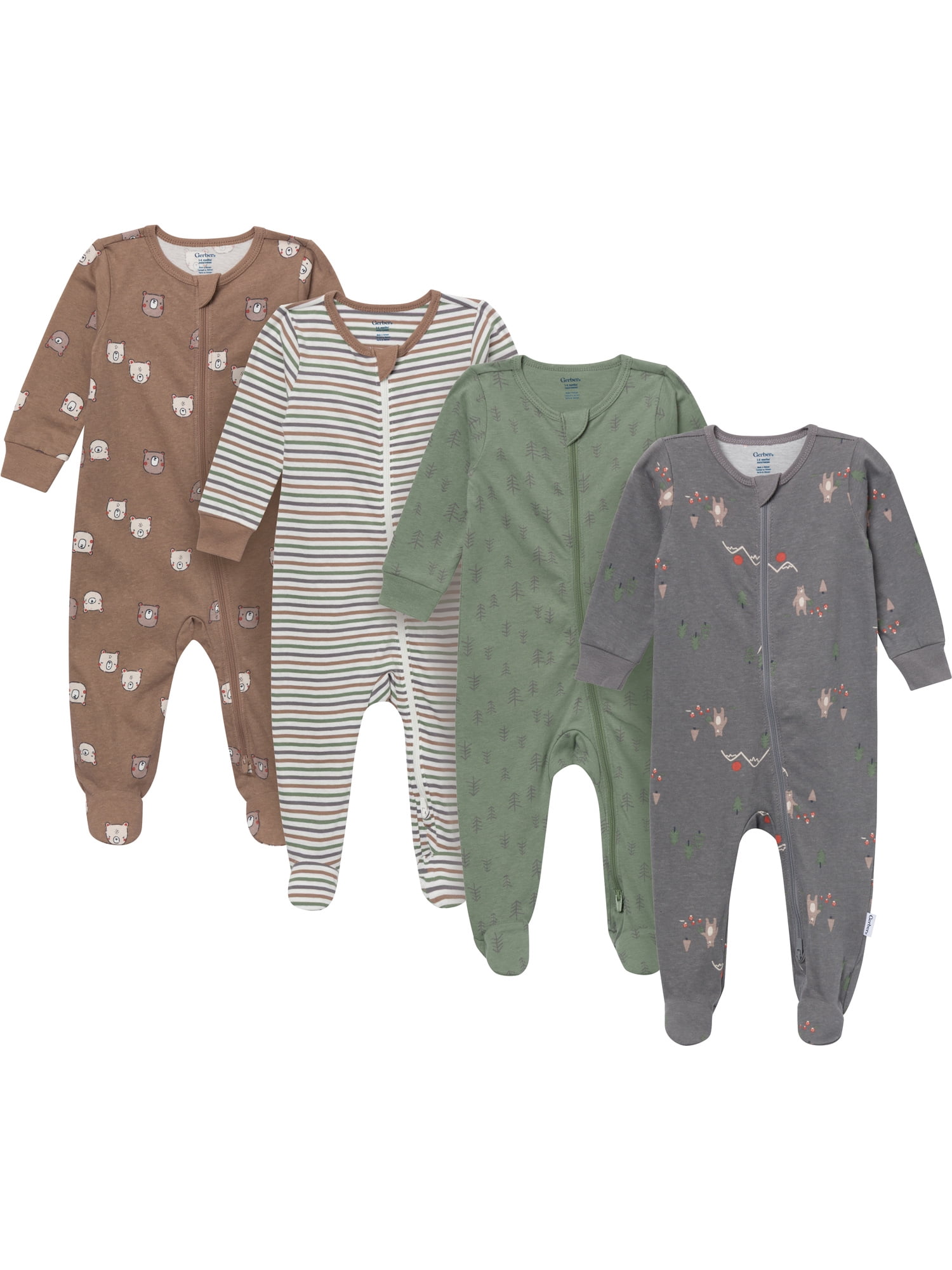 Gerber Baby Neutral Sleep N´ Play Footed Pajamas, 4-Pack, Sizes ...