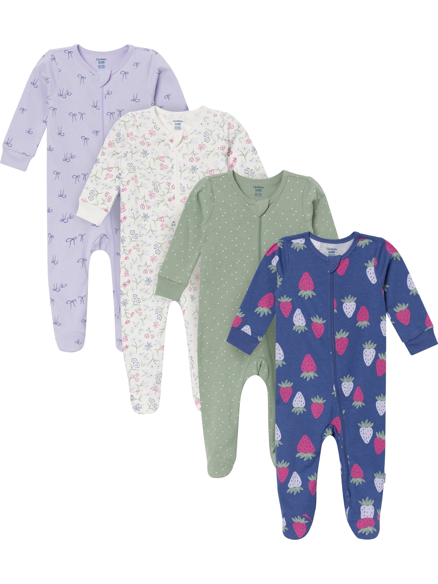 Gerber Baby Neutral Sleep N´ Play Footed Pajamas, 4-Pack, Sizes ...