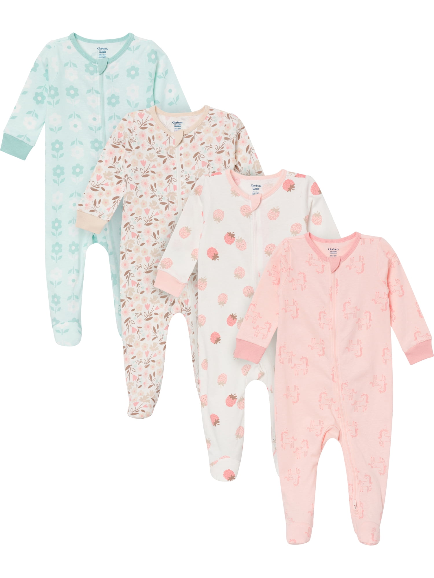 Gerber Baby Neutral Sleep N´ Play Footed Pajamas, 4-Pack, Sizes ...