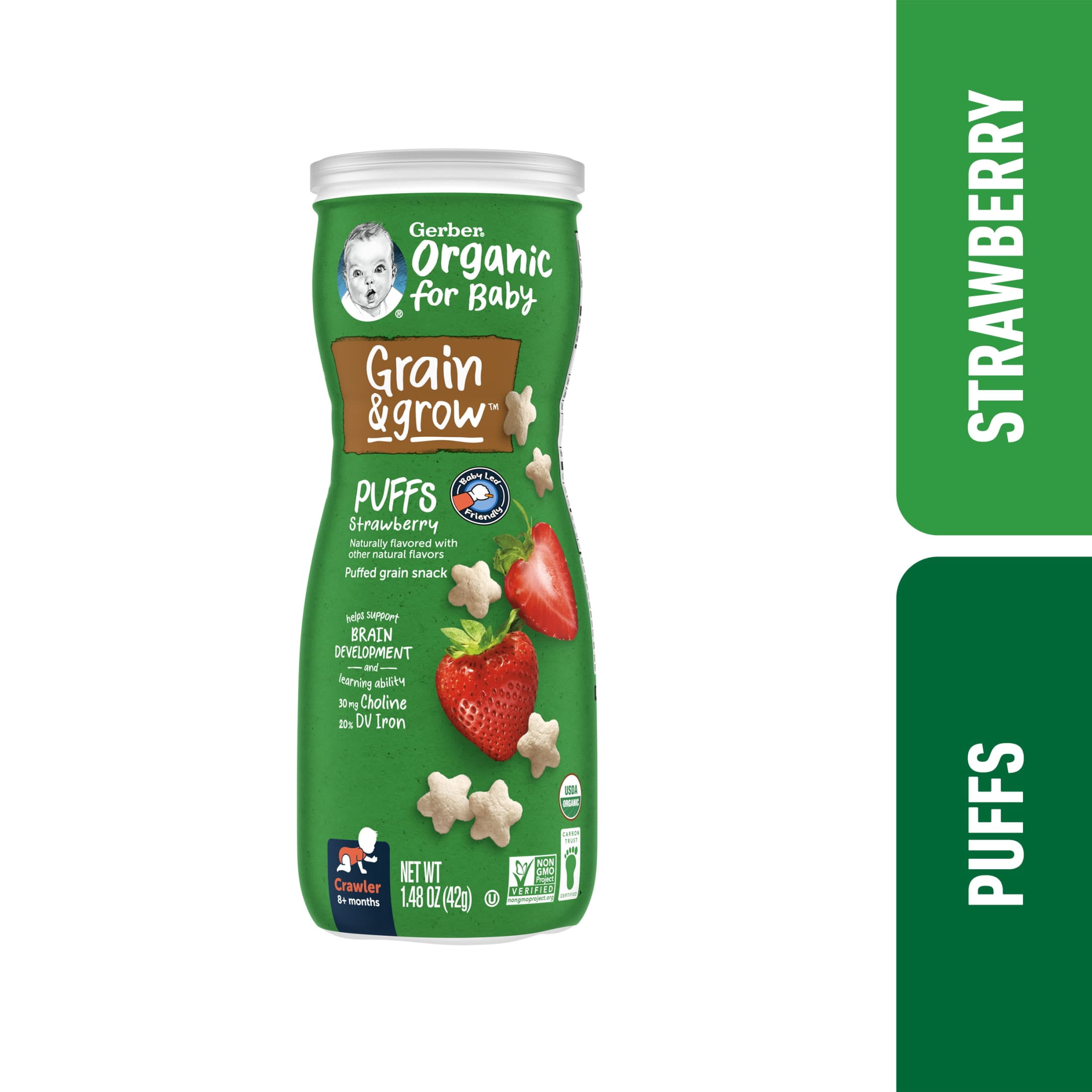 Gerber Baby Snacks, Organic Puffs, Strawberry, Baby Food, 1.48 Ounce 1. ...