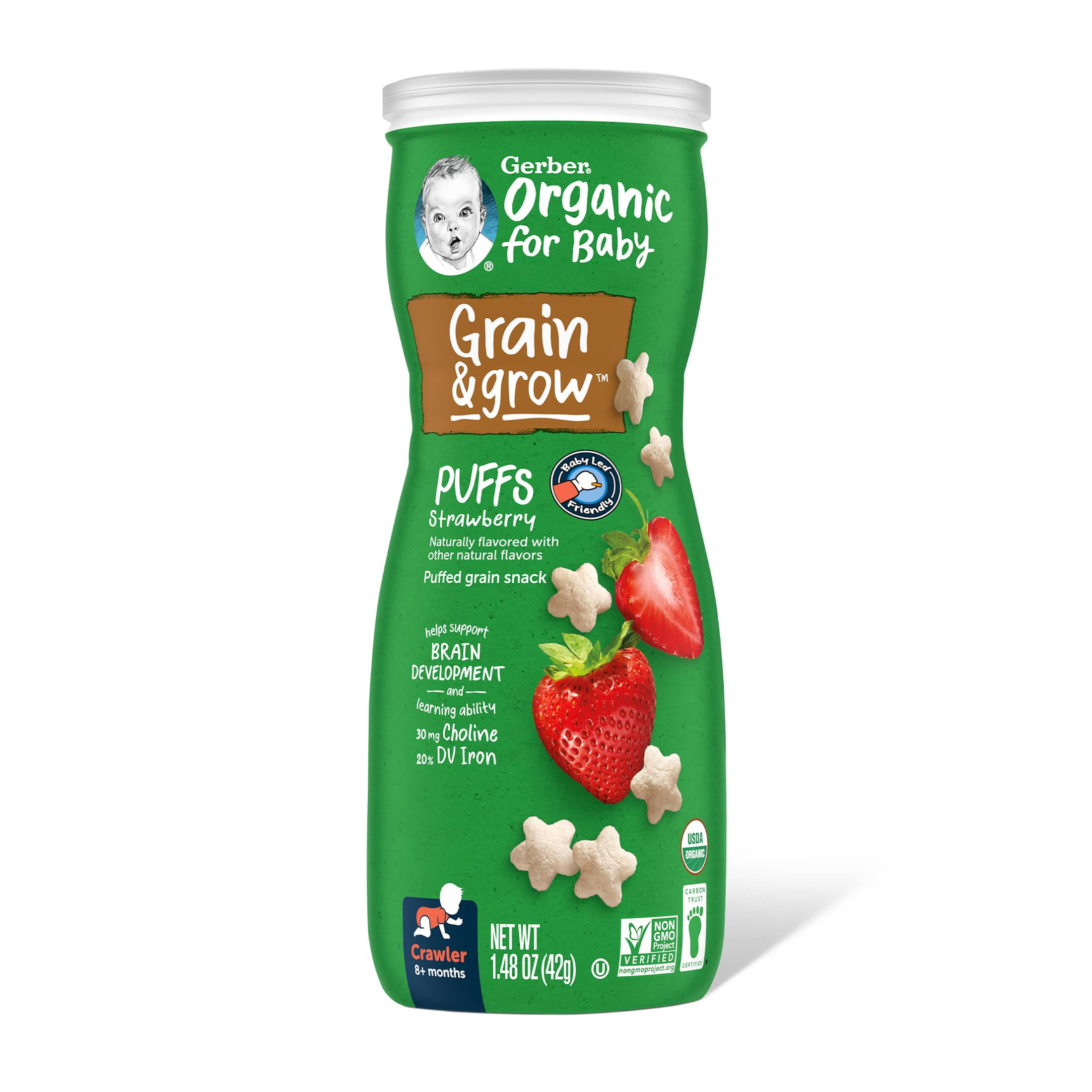 Gerber Baby Snacks, Organic Puffs, Strawberry, Baby Food, 1.48 Ounce 1. ...