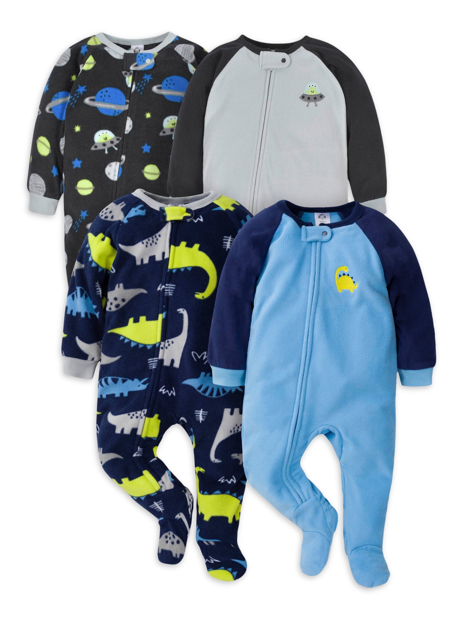 Gerber Baby & Toddler Boy Microfleece Blanket Sleeper Pajamas, 4-Pack ...